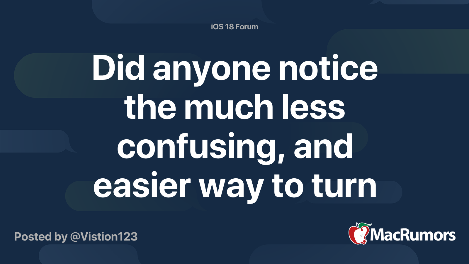 Did anyone notice the much less confusing, and easier way to turn off ...