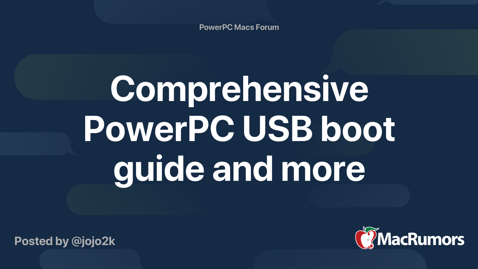 Comprehensive PowerPC USB boot guide and more | MacRumors Forums
