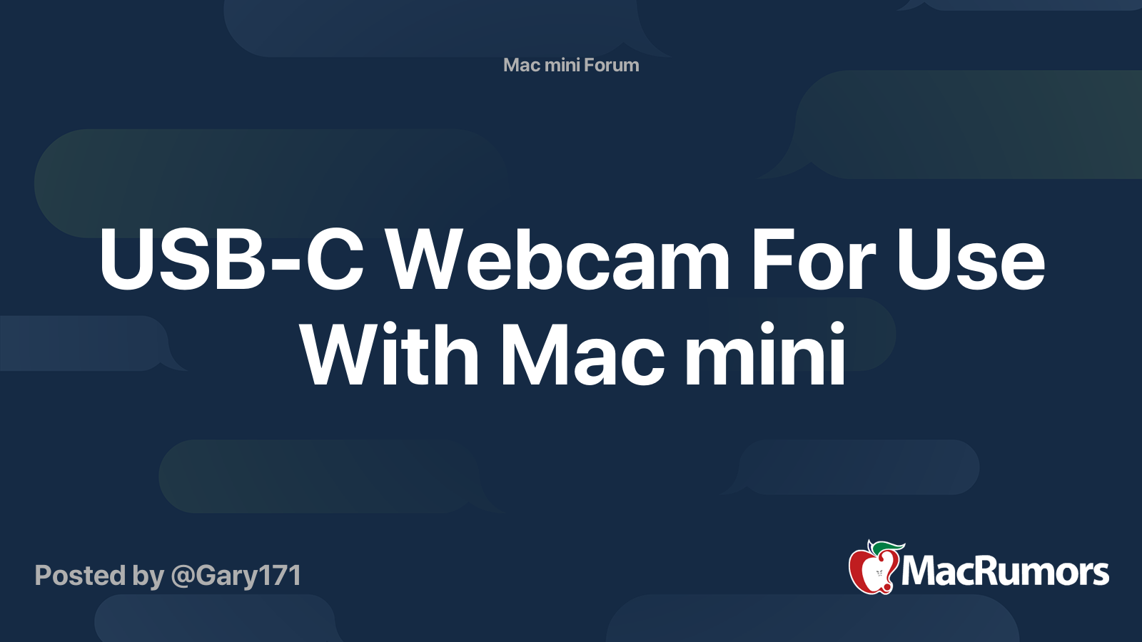 USB-C Webcam For Use With Mac mini | MacRumors Forums