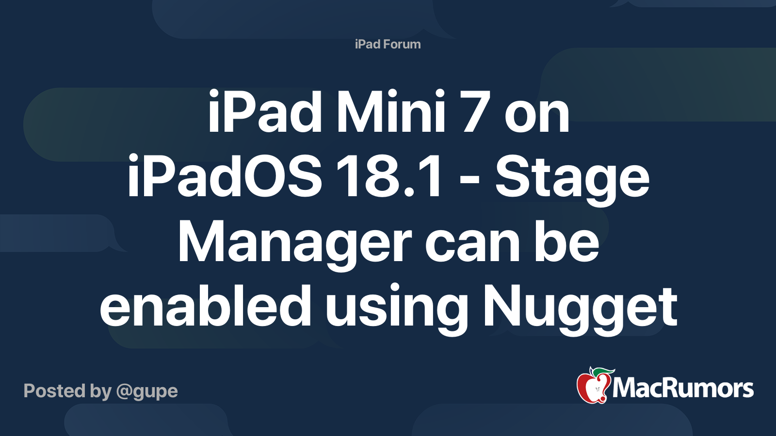 iPad Mini 7 on iPadOS 18.1 - Stage Manager can be enabled using Nugget ...