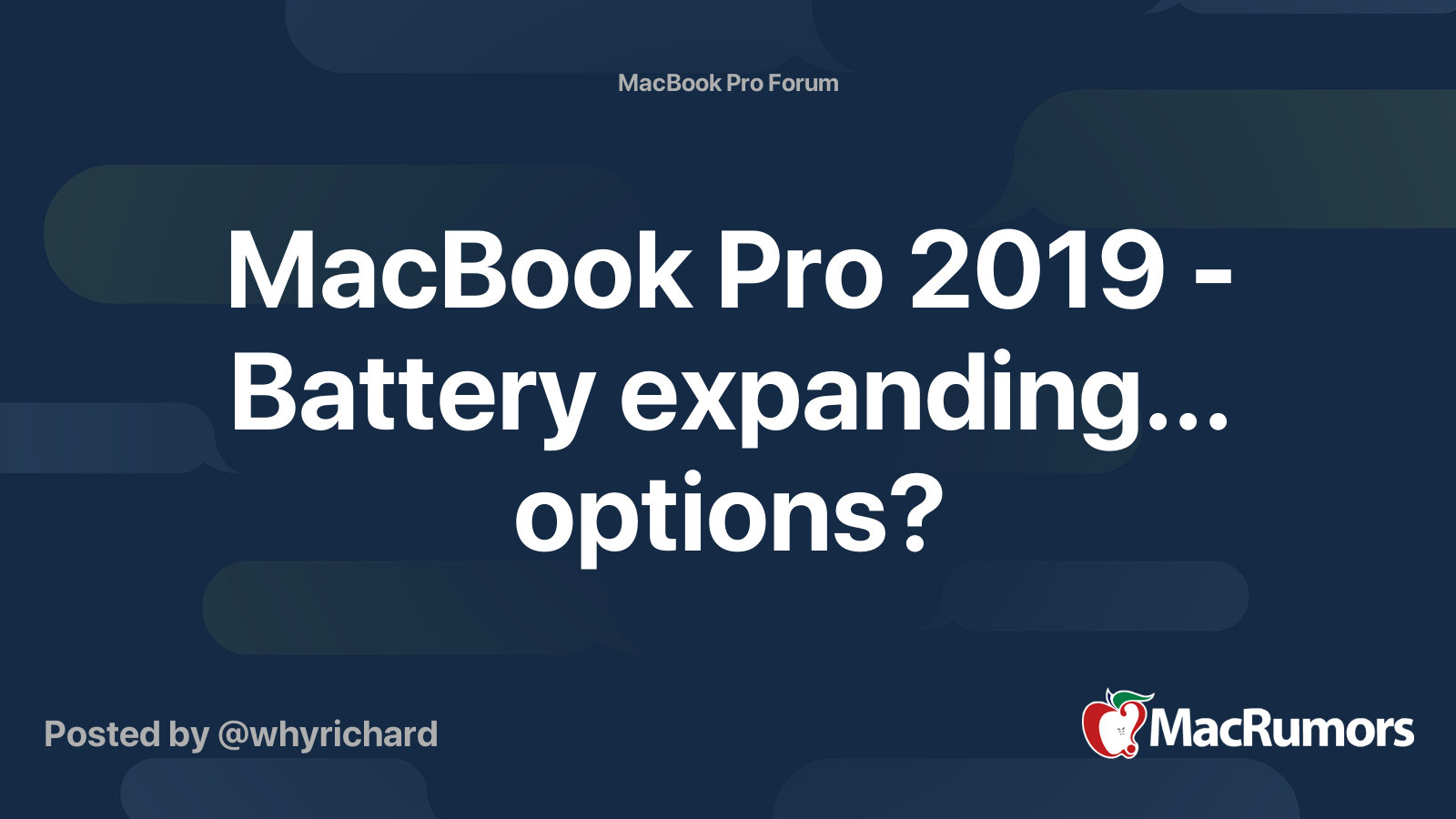 MacBook Pro 2019 - Battery expanding... options? | MacRumors Forums