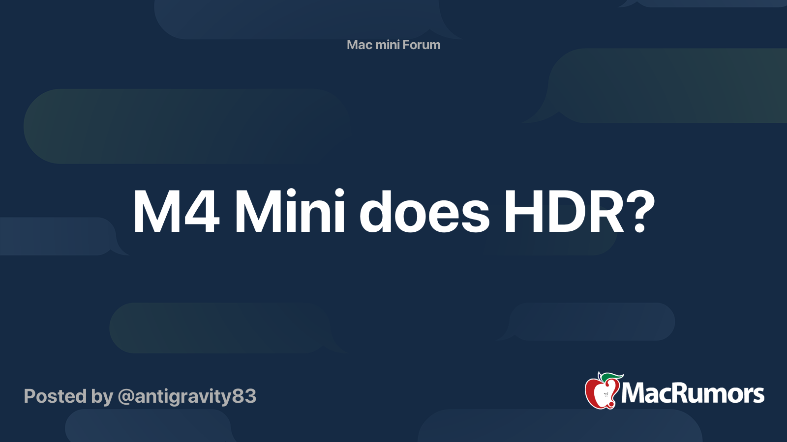 M4 Mini does HDR? | MacRumors Forums