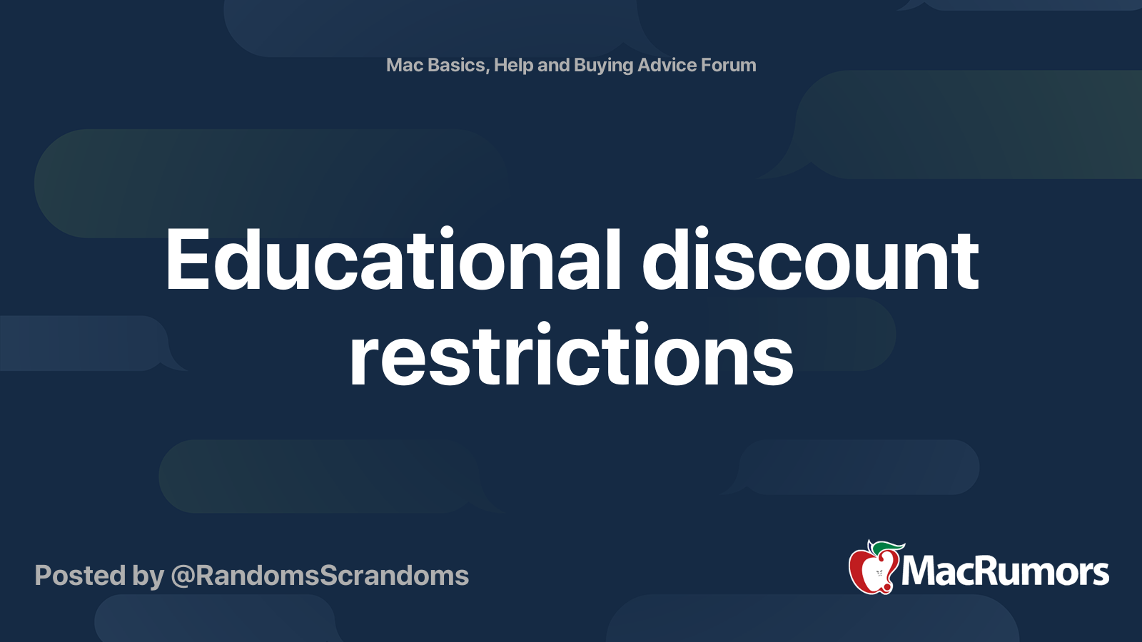 Educational discount restrictions | MacRumors Forums