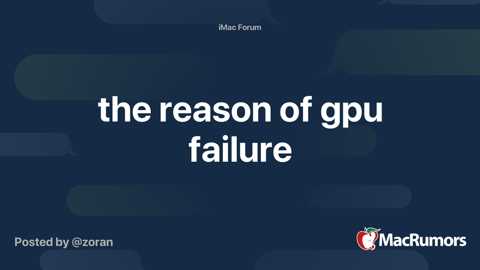 the reason of gpu failure | MacRumors Forums
