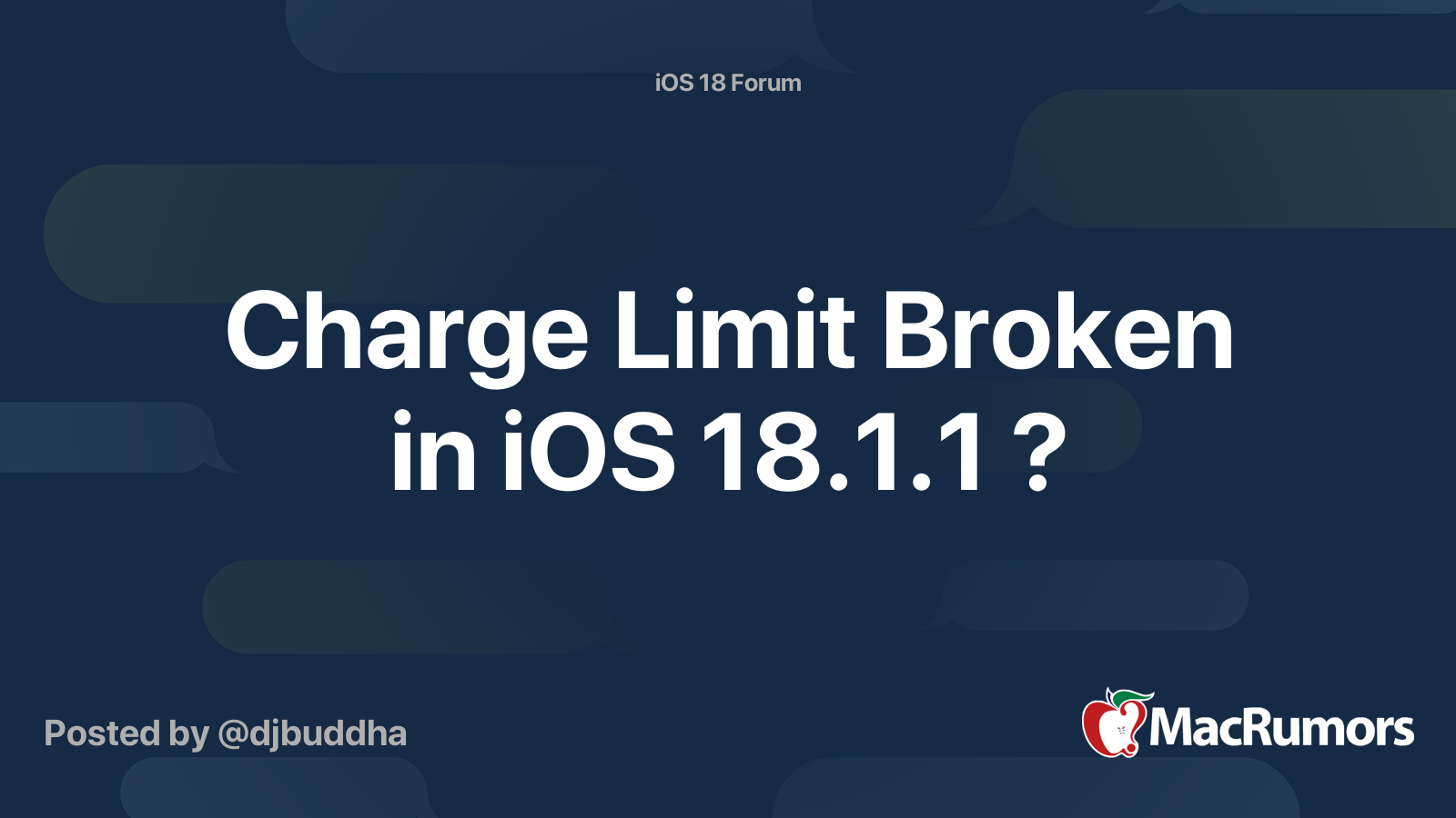 Charge Limit Broken in iOS 18.1.1 ? | MacRumors Forums