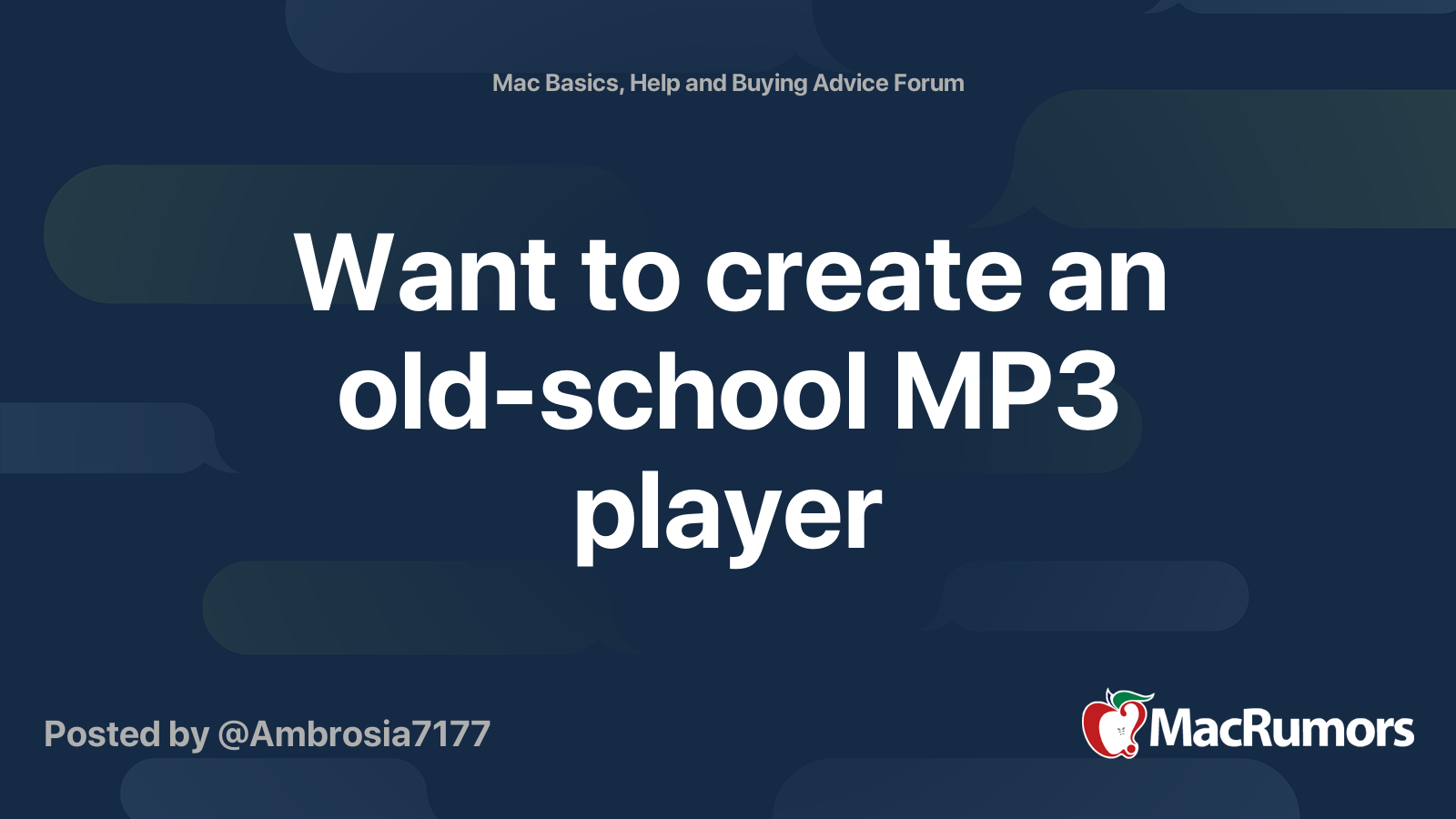Want to create an old-school MP3 player | MacRumors Forums