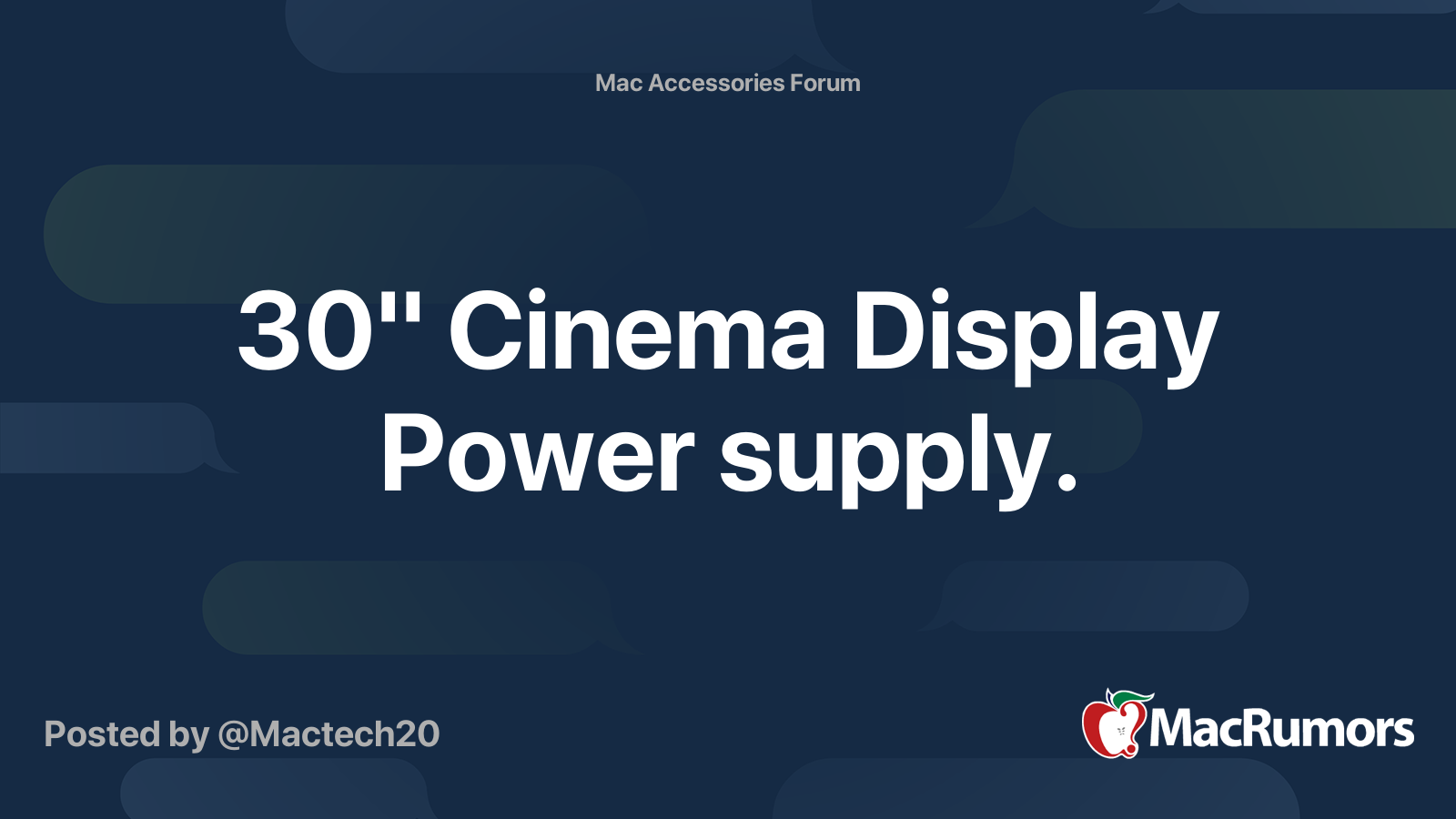 30" Cinema Display Power supply. | MacRumors Forums