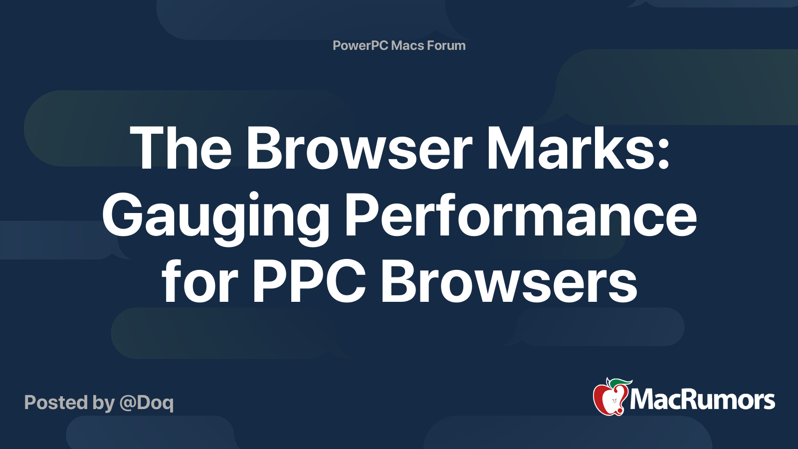 The Browser Marks: Gauging Performance for PPC Browsers | MacRumors Forums