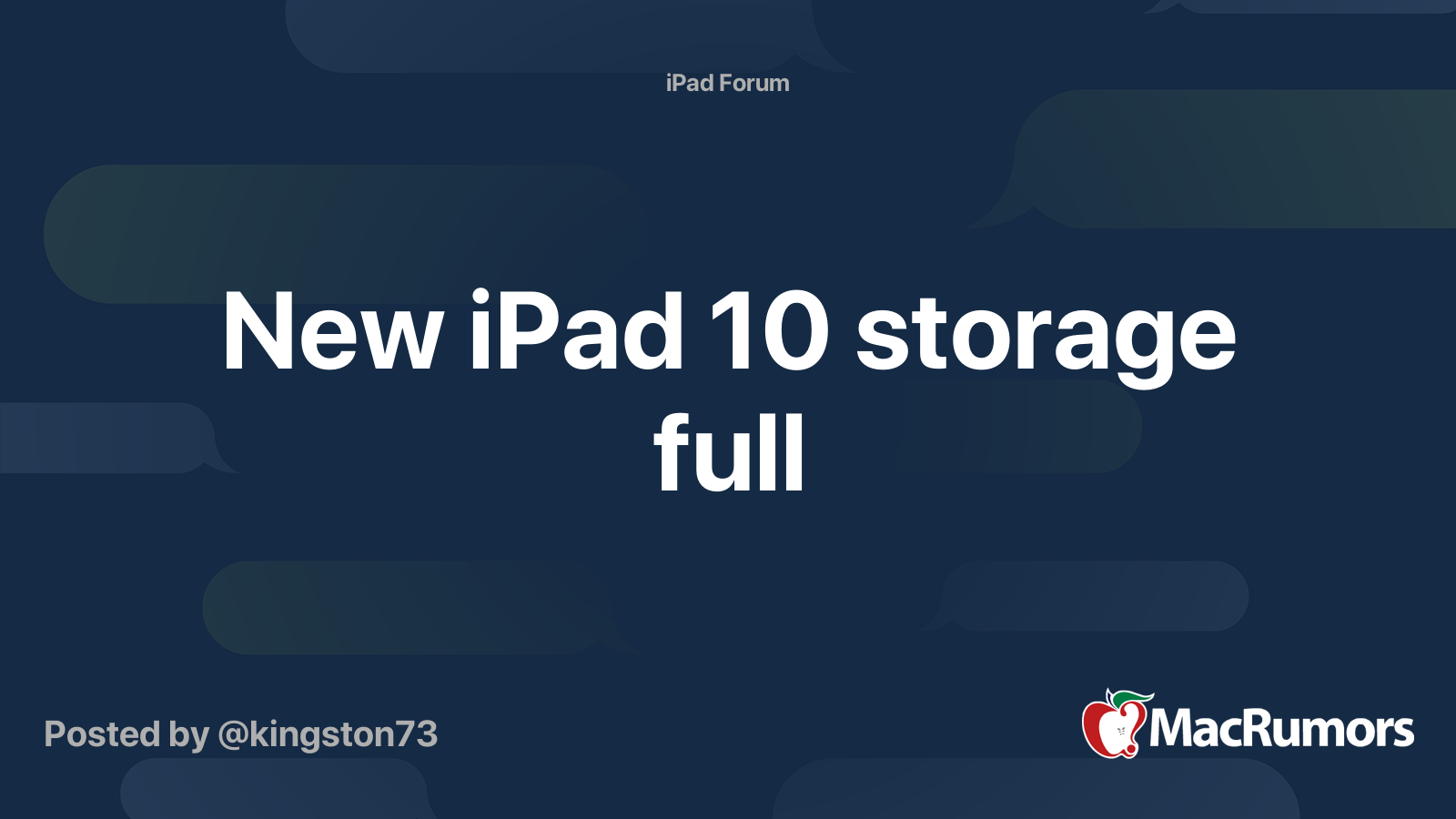 New iPad 10 storage full | MacRumors Forums
