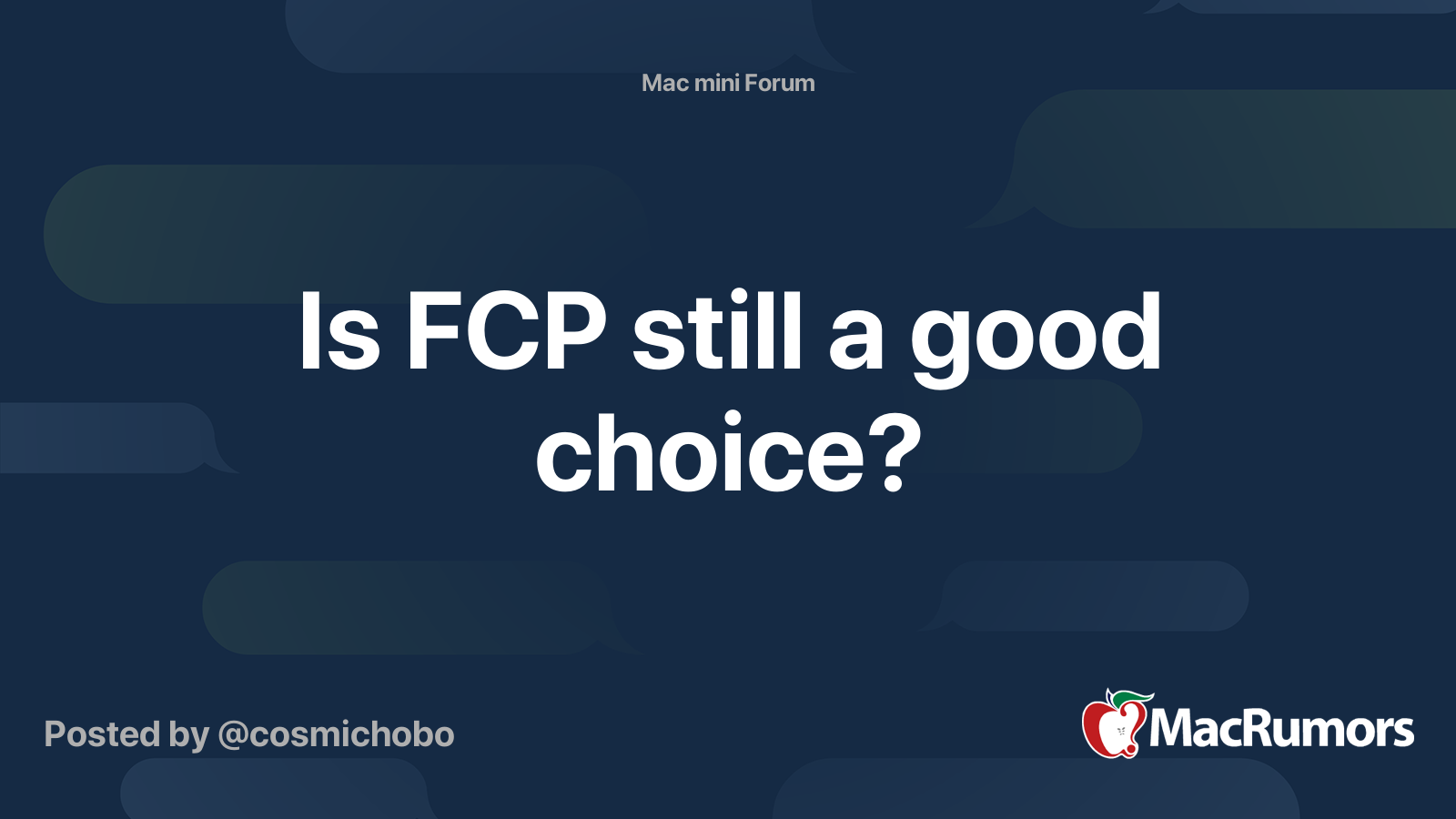 Is FCP still a good choice? | MacRumors Forums