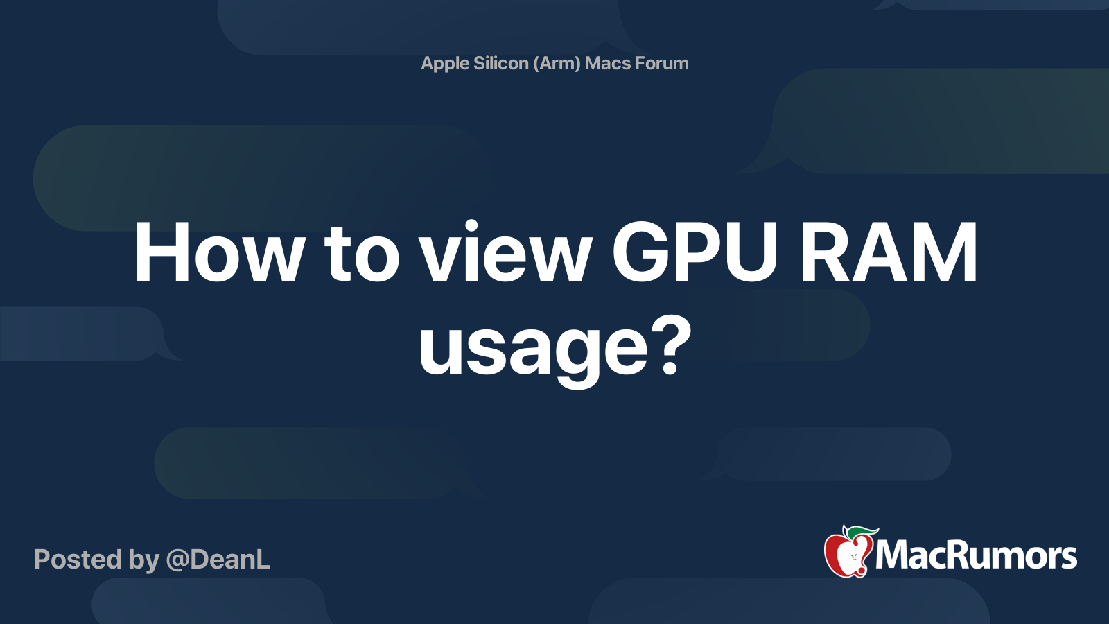 How to view GPU RAM usage? | MacRumors Forums