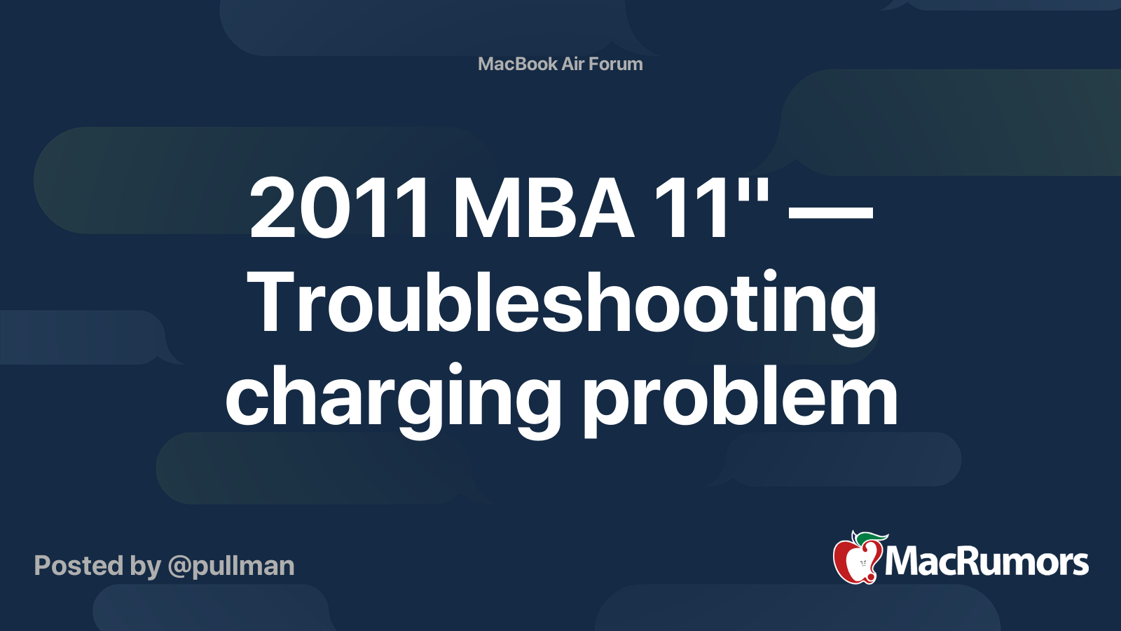 2011 MBA 11" — Troubleshooting charging problem | MacRumors Forums
