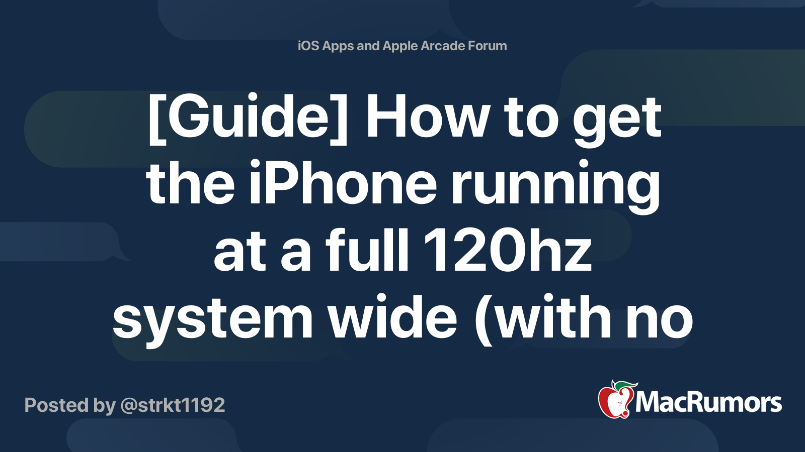 [Guide] How to get the iPhone running at a full 120hz system wide (with no variable refresh rate ...