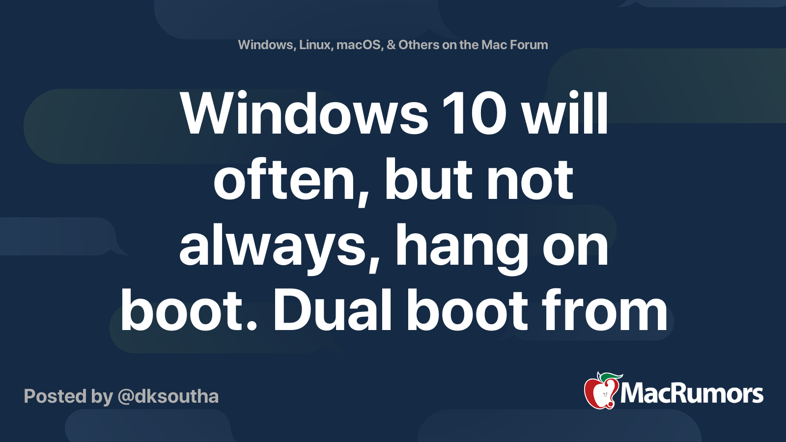 Windows 10 will often, but not always, hang on boot. Dual boot from Syba I/O Crest cMP ...