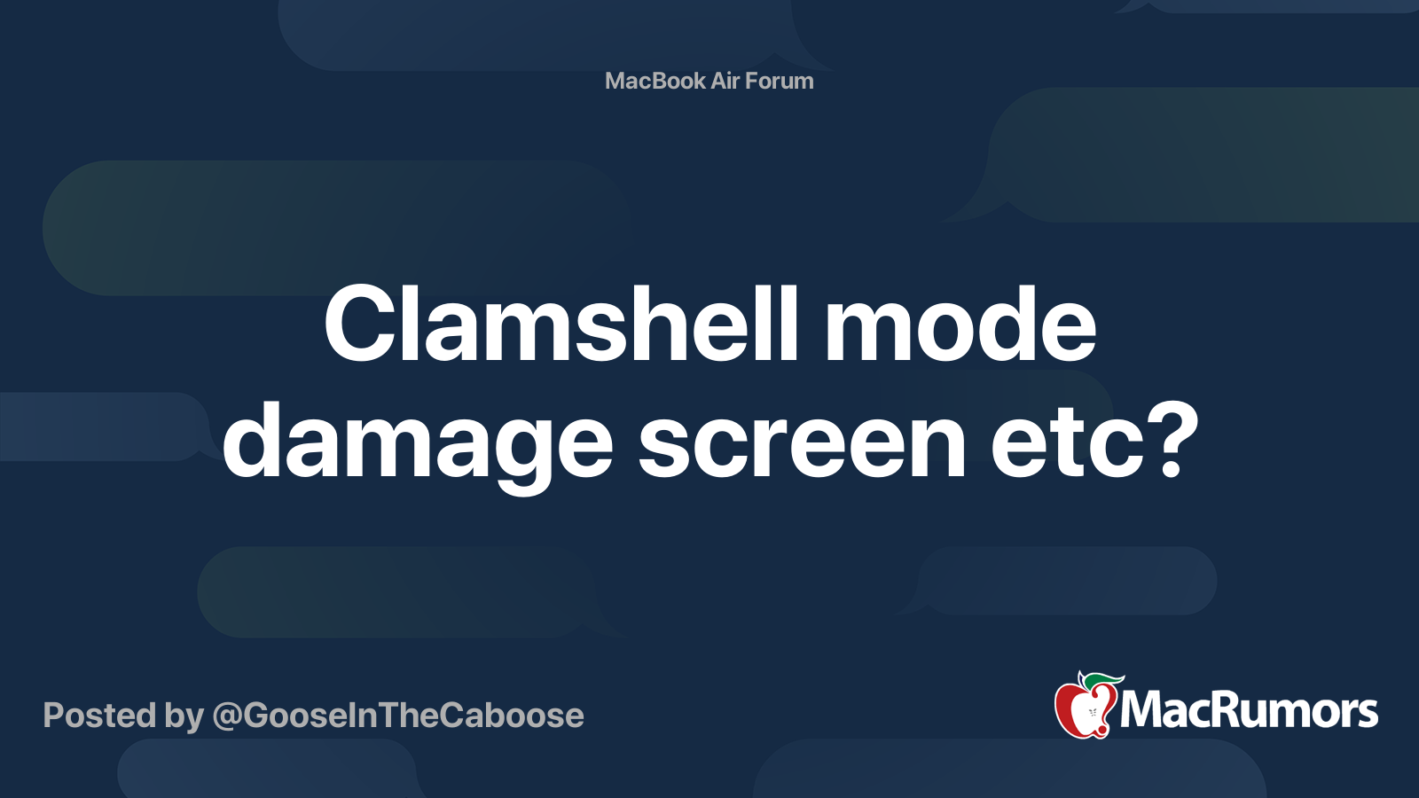 Clamshell mode damage screen etc? | MacRumors Forums
