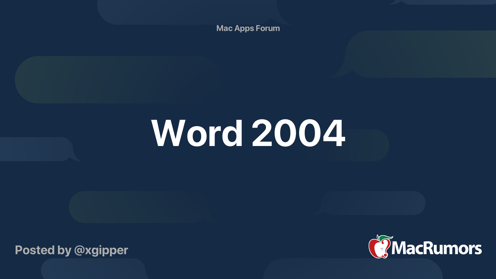 Word 2004 | MacRumors Forums