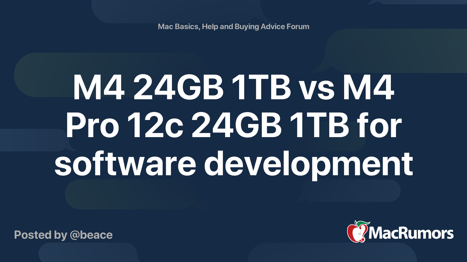 M4 24GB 1TB vs M4 Pro 12c 24GB 1TB for software development | MacRumors ...