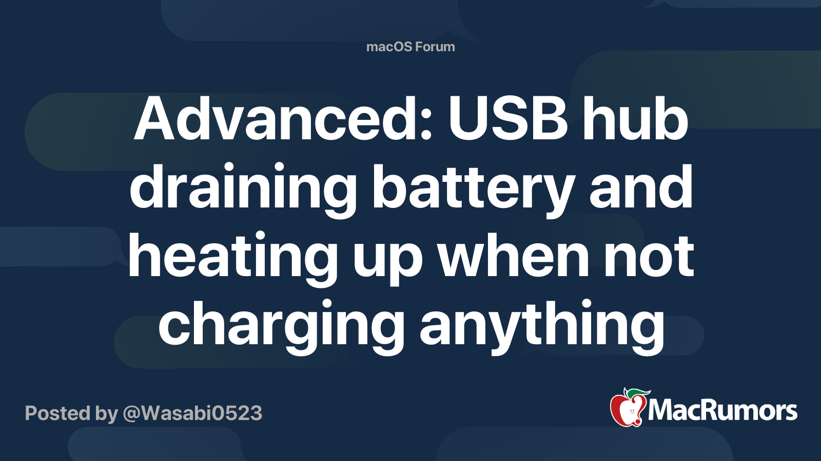 Advanced: USB hub draining battery and heating up when not charging ...