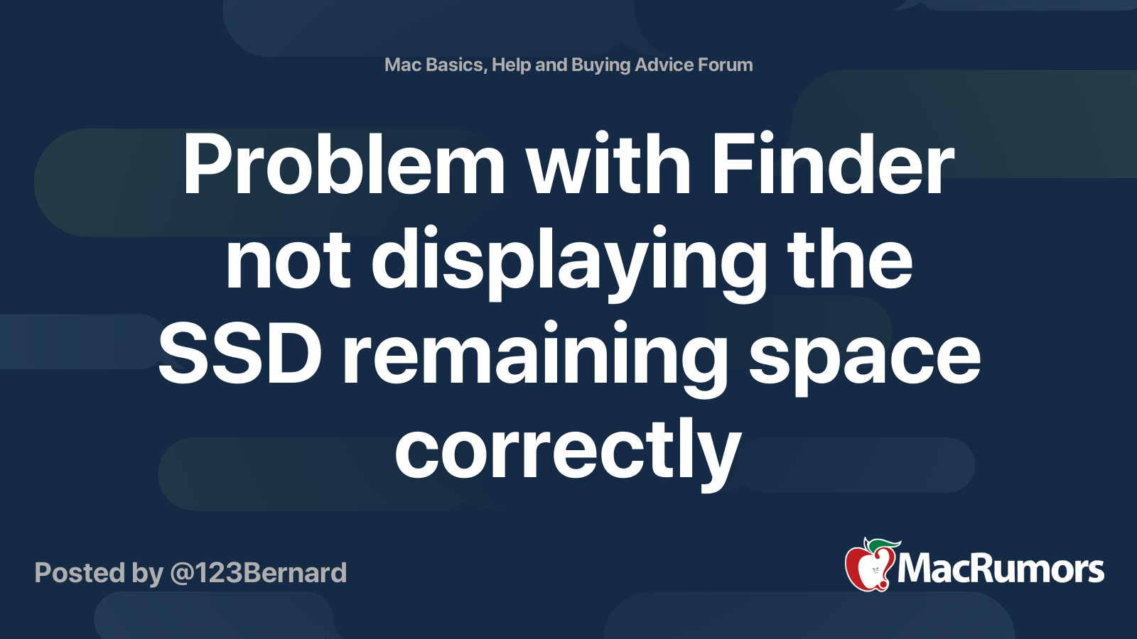 Problem with Finder not displaying the SSD remaining space correctly | MacRumors Forums