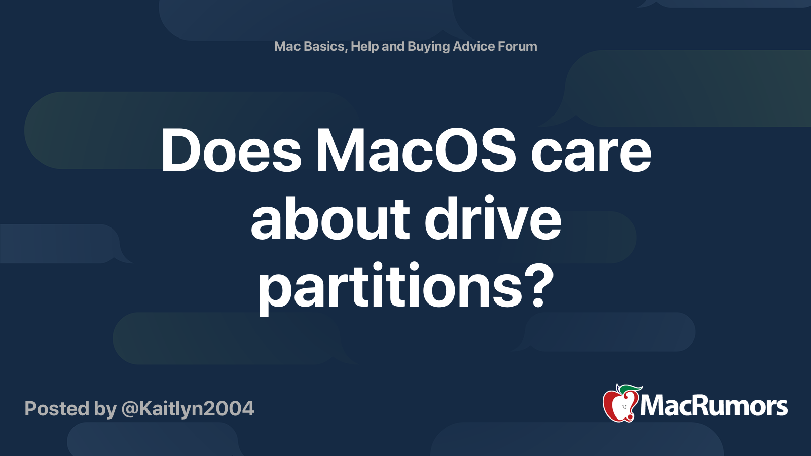 Does MacOS care about drive partitions? | MacRumors Forums