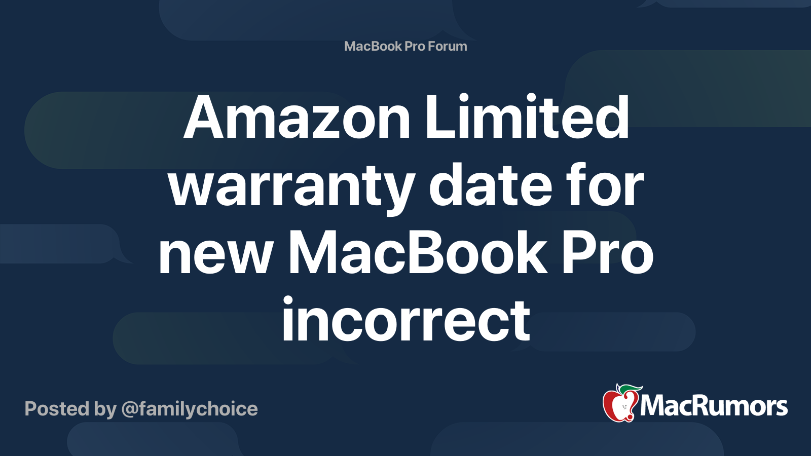 Amazon Limited warranty date for new MacBook Pro incorrect | MacRumors Forums