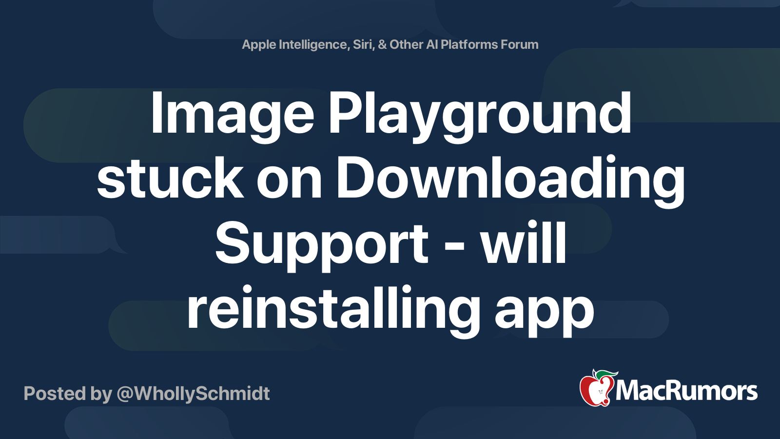 Image Playground stuck on Downloading Support - will reinstalling app ...