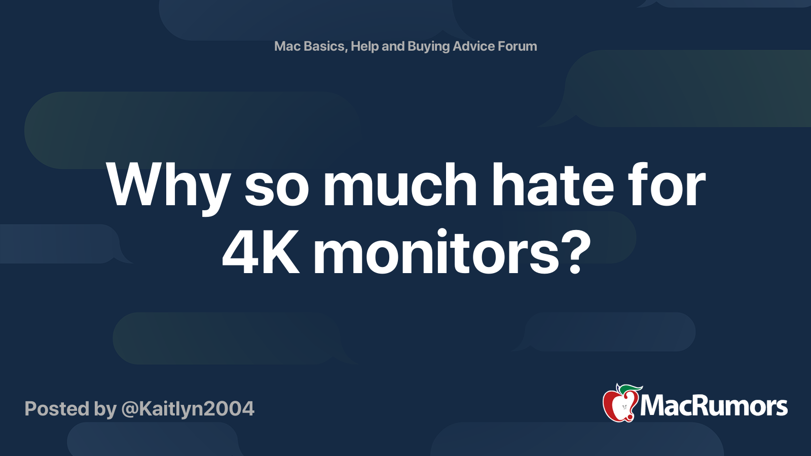 Why so much hate for 4K monitors? | MacRumors Forums