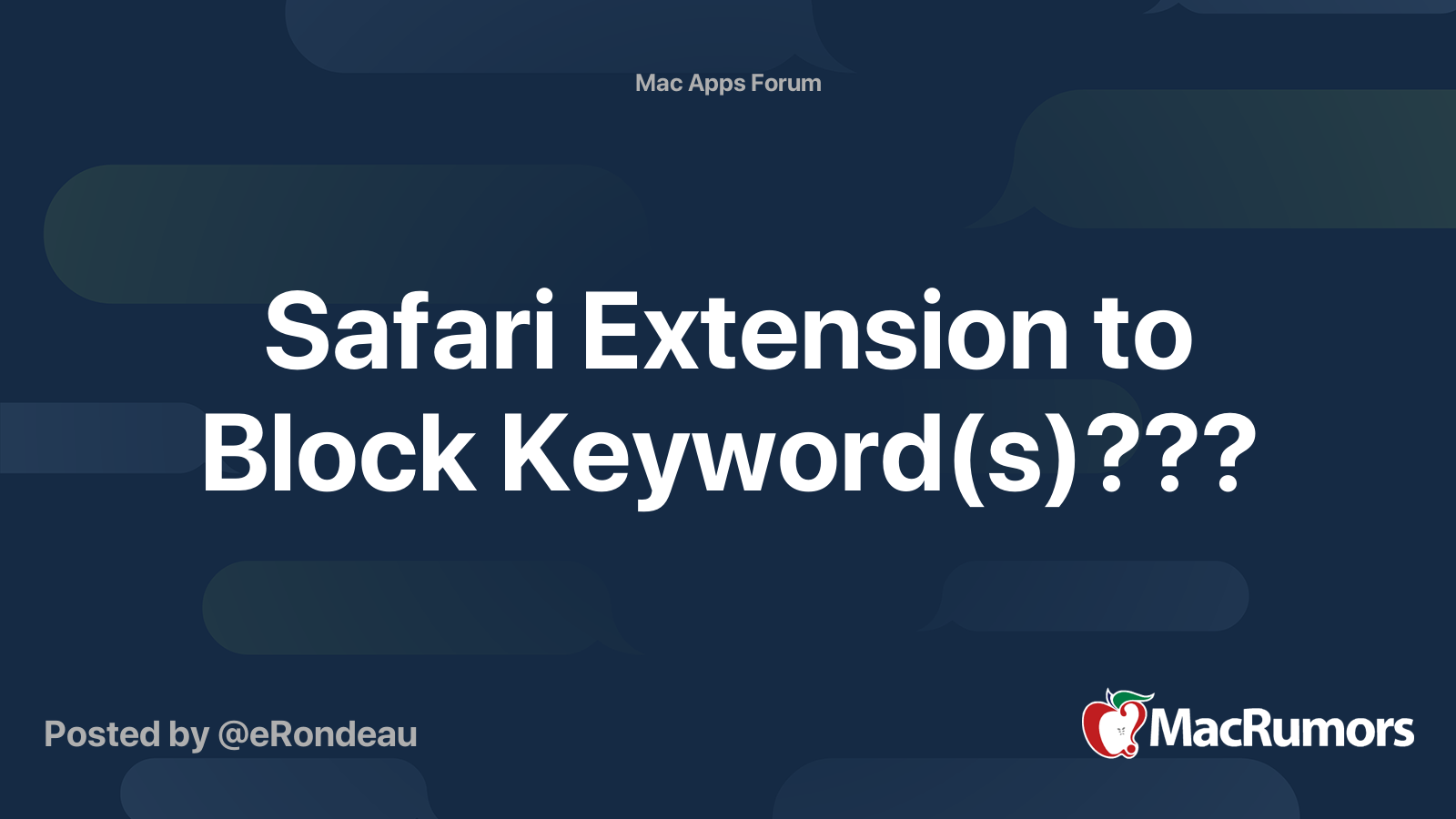 Safari Extension to Block Keyword(s)??? | MacRumors Forums