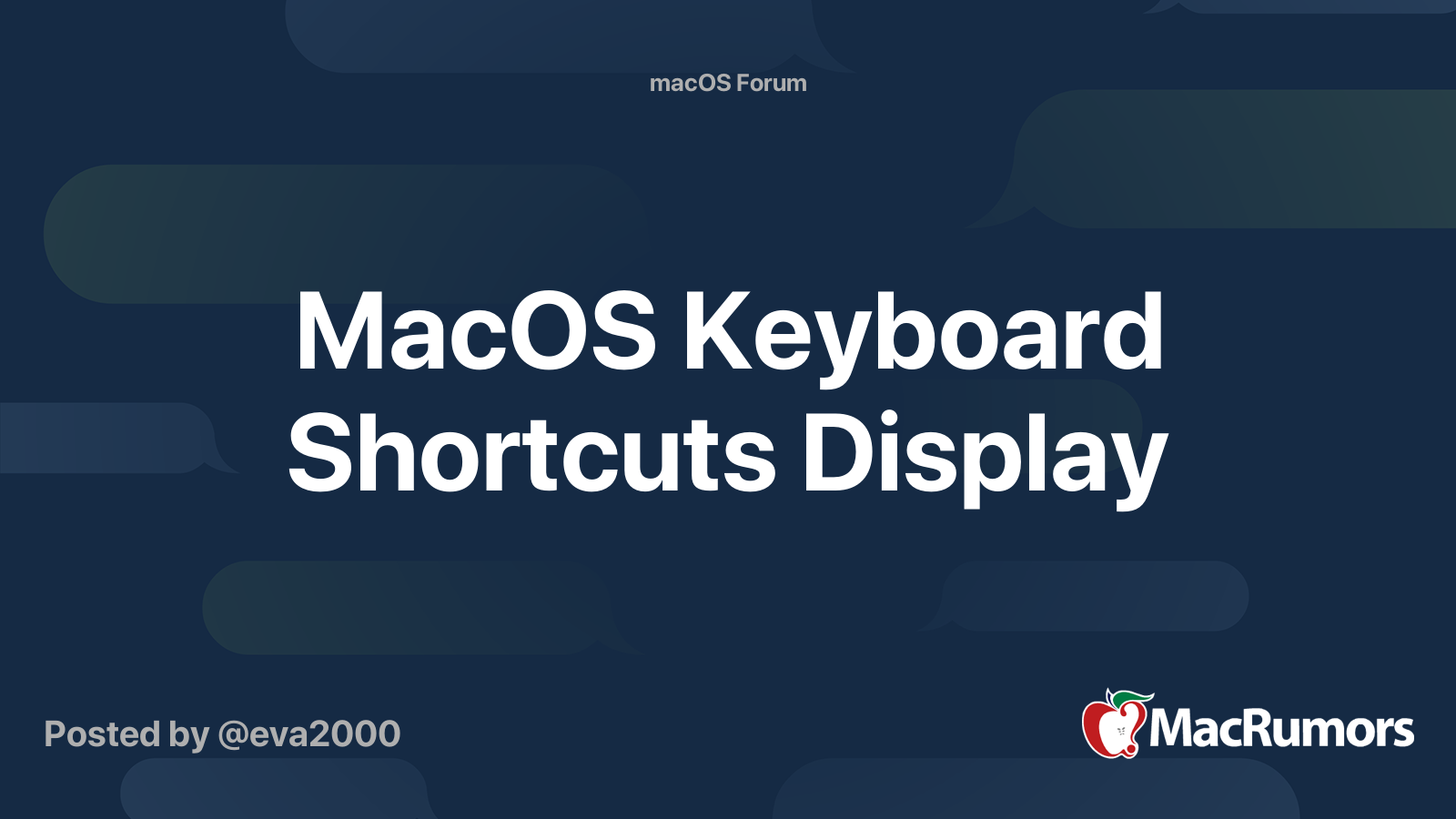 MacOS Keyboard Shortcuts Display | MacRumors Forums