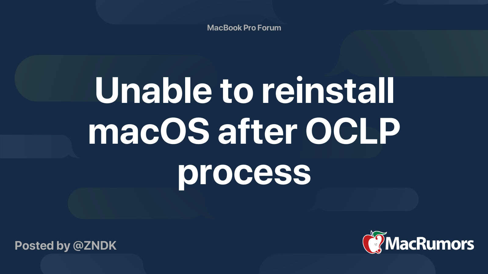 Unable to reinstall macOS after OCLP process | MacRumors Forums