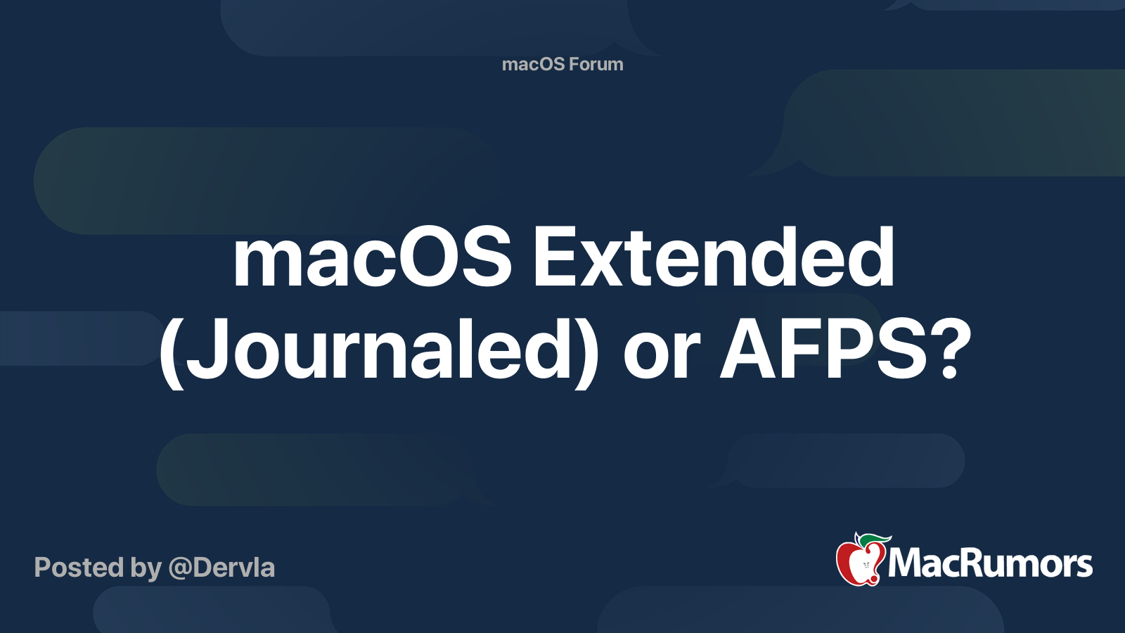 macOS Extended (Journaled) or AFPS? | MacRumors Forums