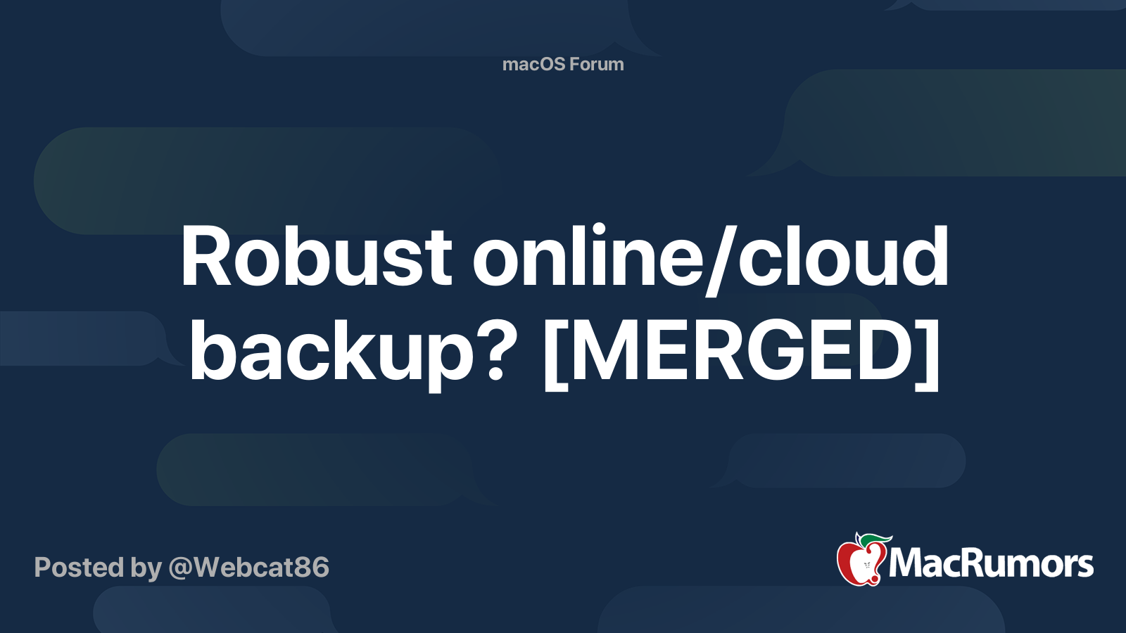 Robust online/cloud backup? [MERGED] | MacRumors Forums