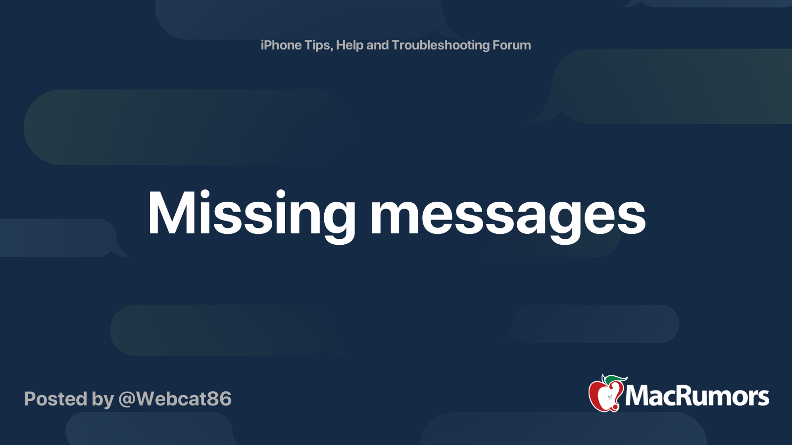 Missing messages | MacRumors Forums