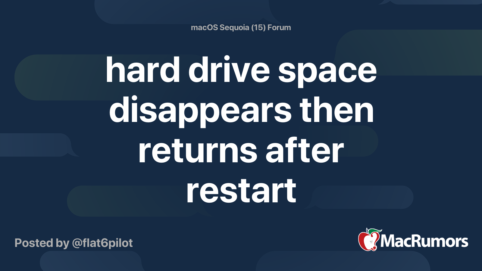 hard drive space disappears then returns after restart | MacRumors Forums