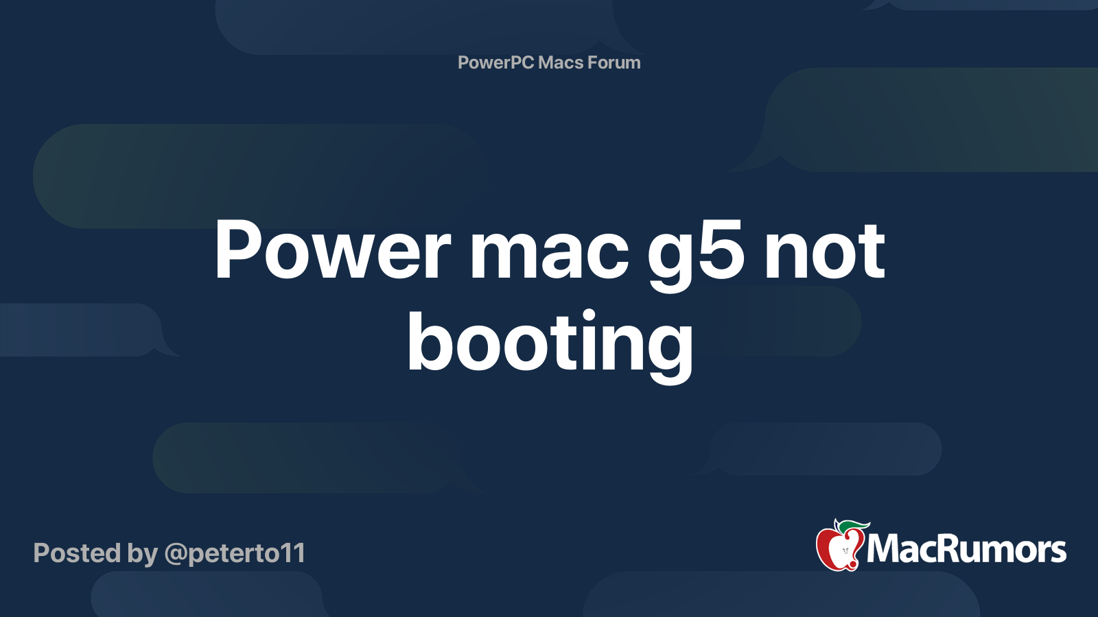 Power mac g5 not booting | MacRumors Forums