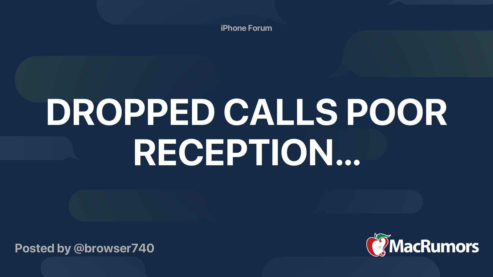 DROPPED CALLS POOR RECEPTION… | MacRumors Forums