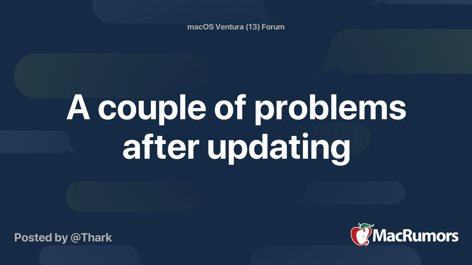 A couple of problems after updating | MacRumors Forums