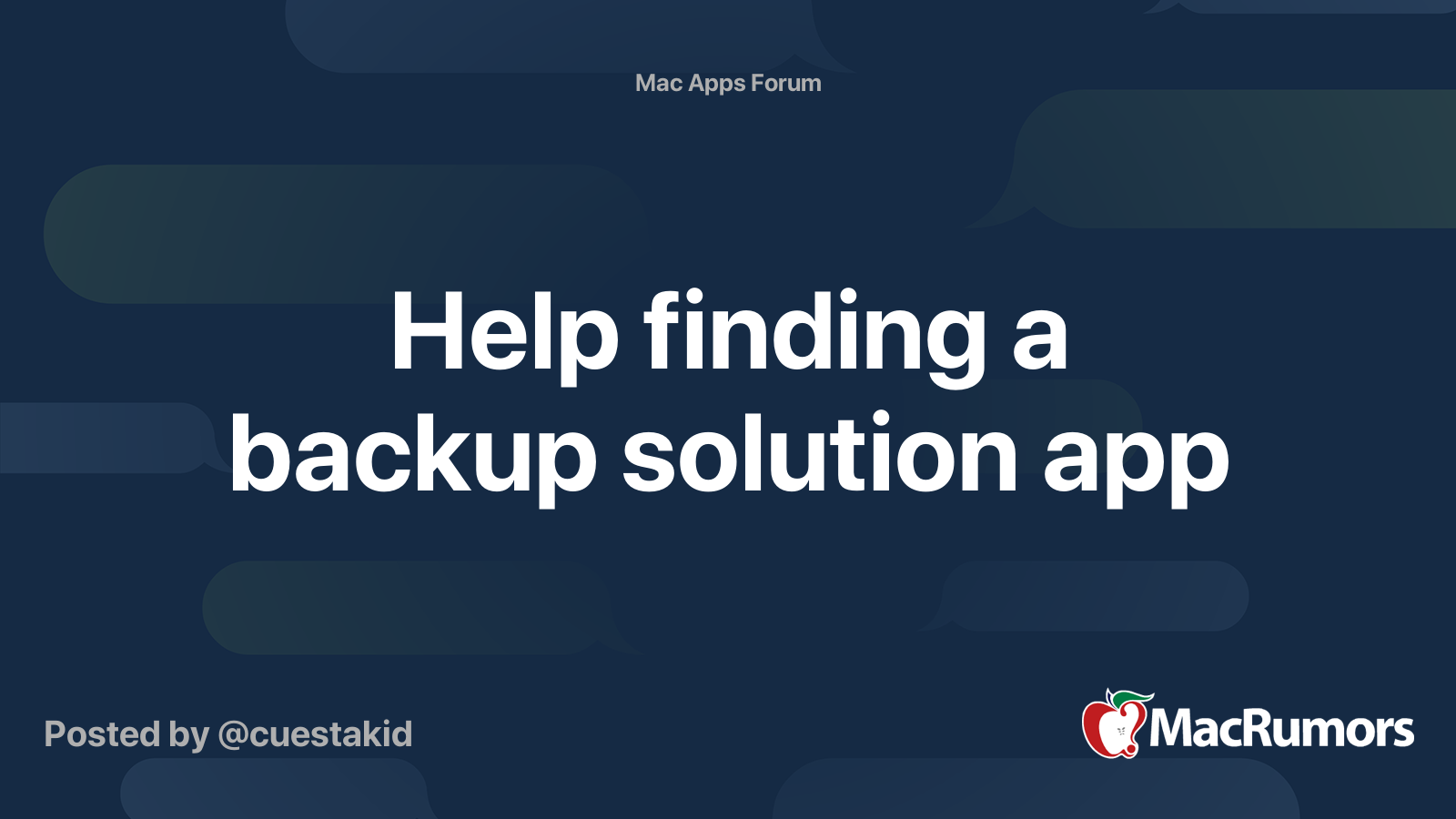 Help finding a backup solution app | MacRumors Forums