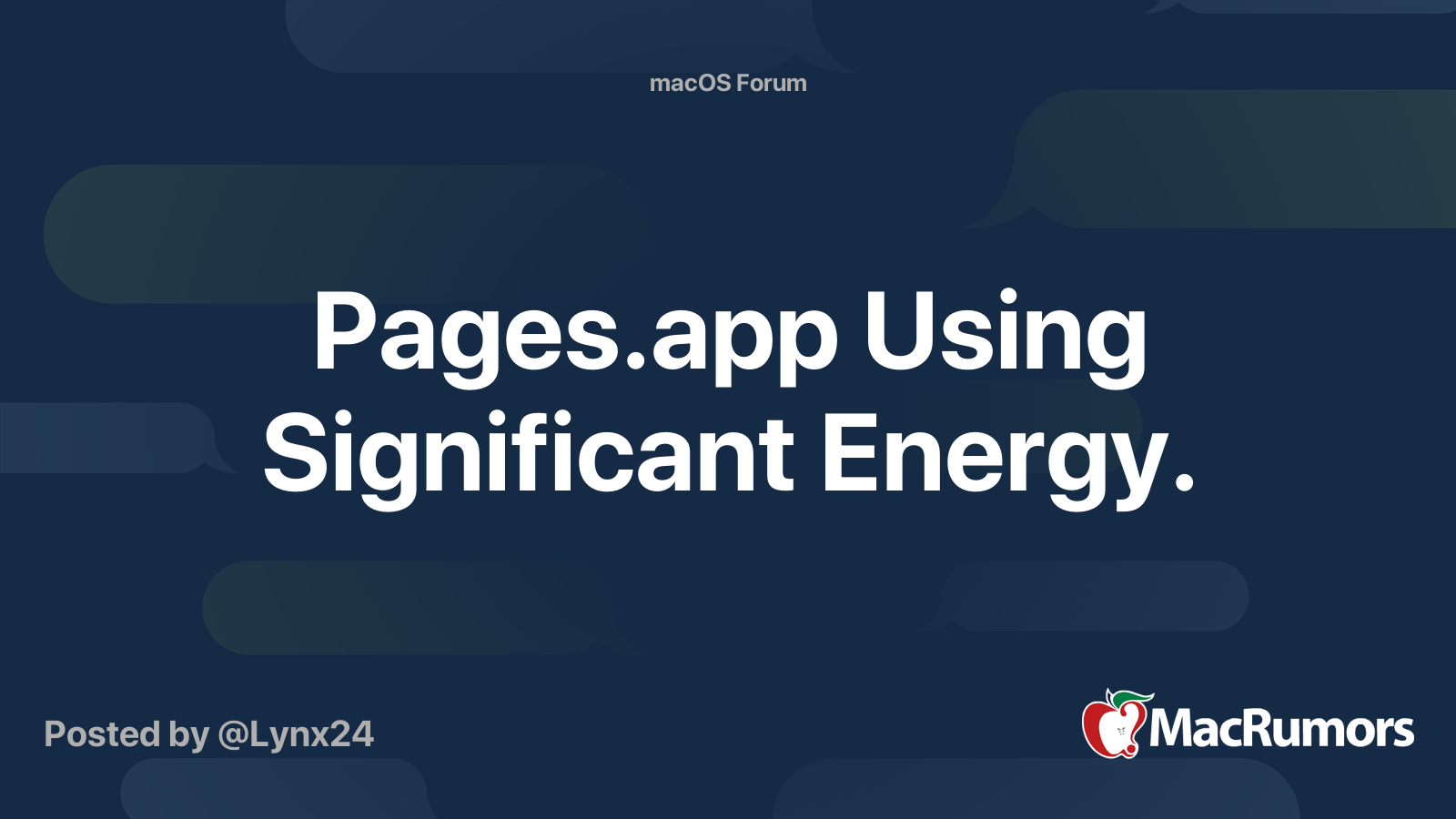 Pages.app Using Significant Energy. | MacRumors Forums