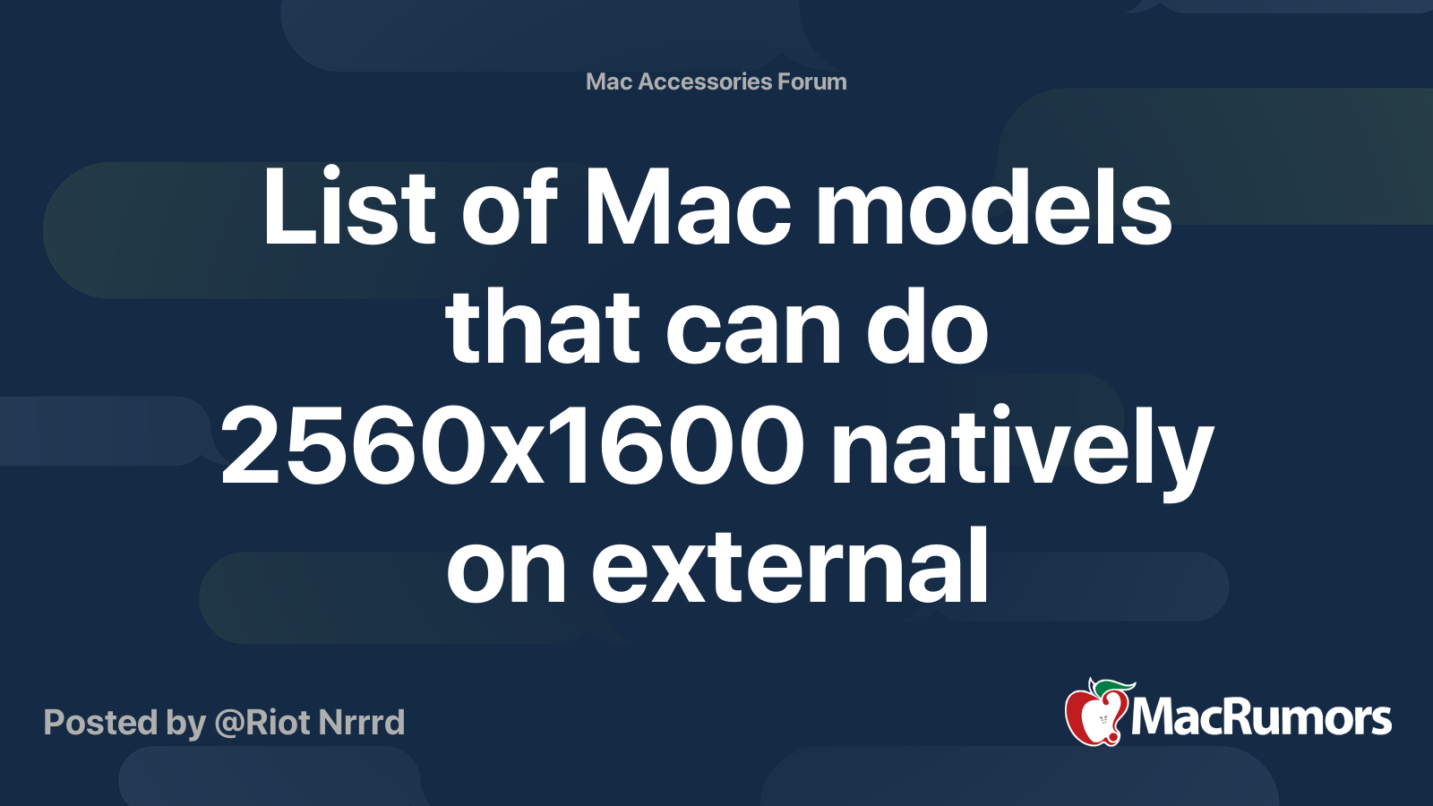 List of Mac models that can do 2560x1600 natively on external monitors ...