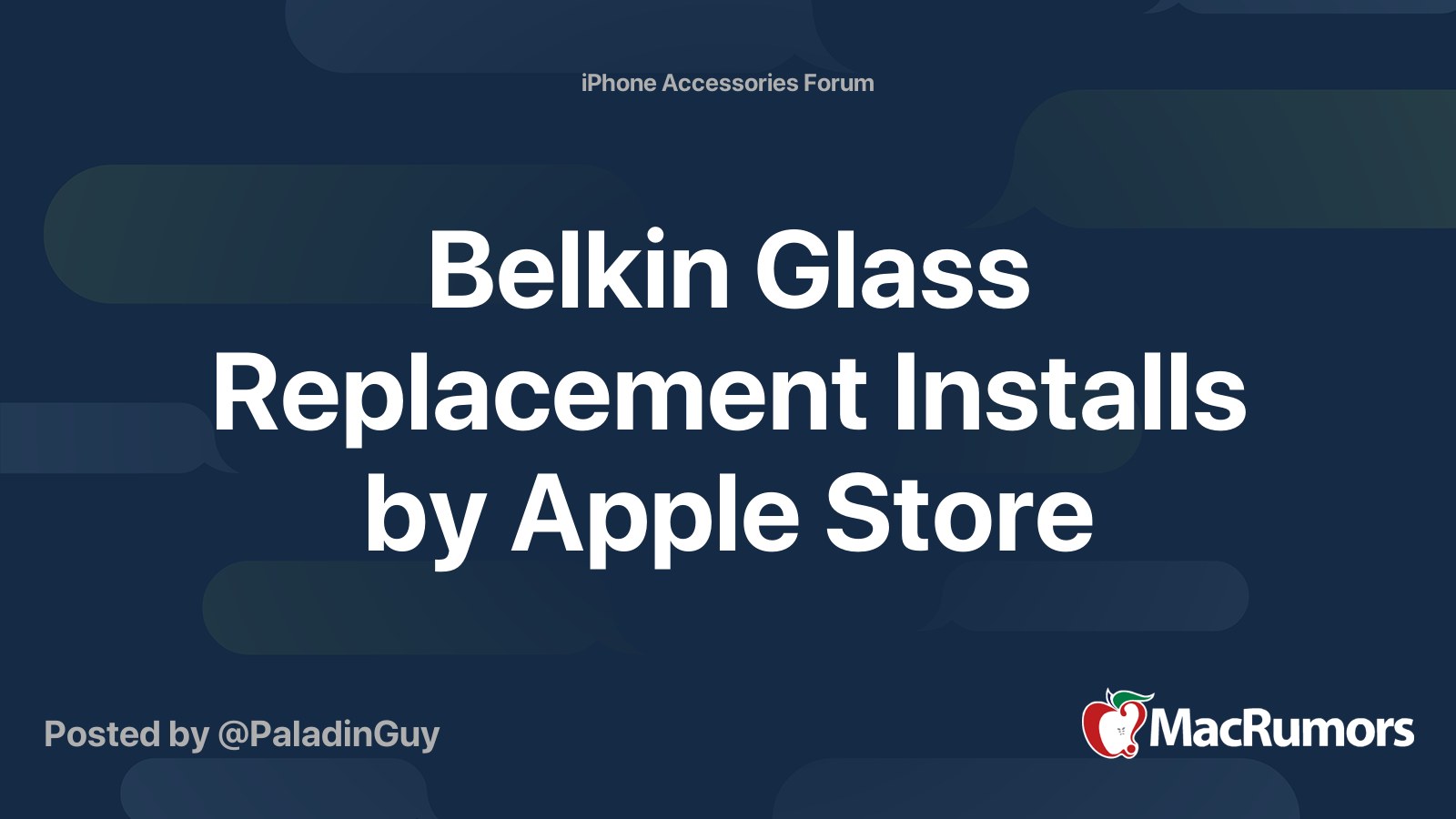 Belkin Glass Replacement Installs by Apple Store | MacRumors Forums