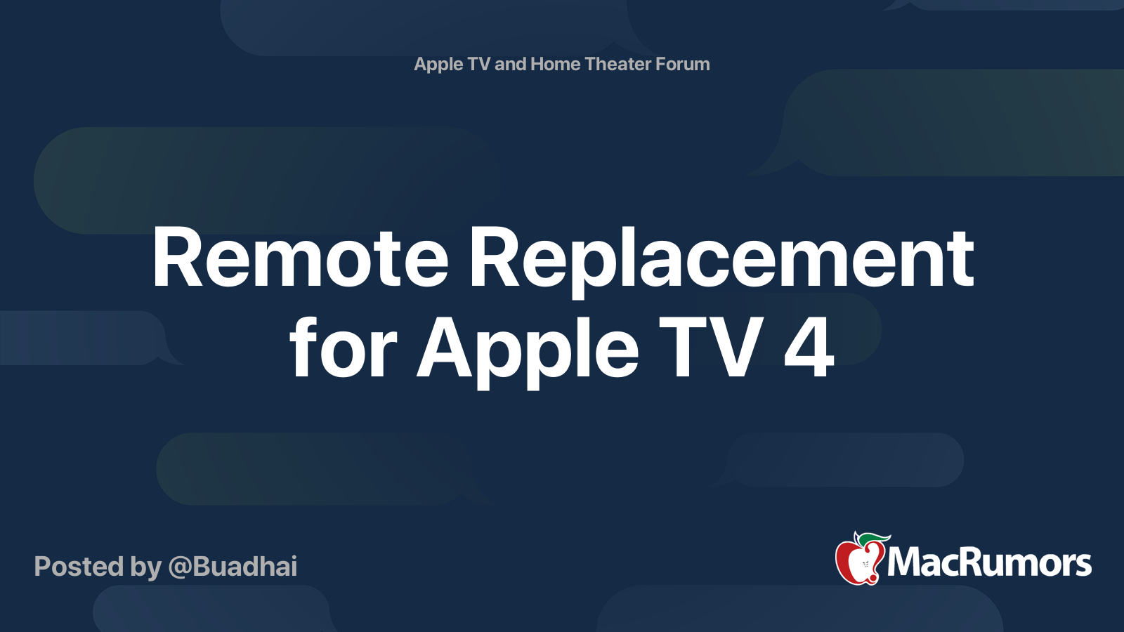 Remote Replacement for Apple TV 4 | MacRumors Forums