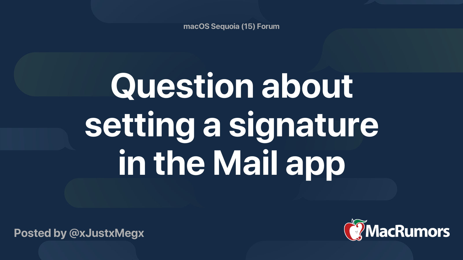 Question about setting a signature in the Mail app | MacRumors Forums