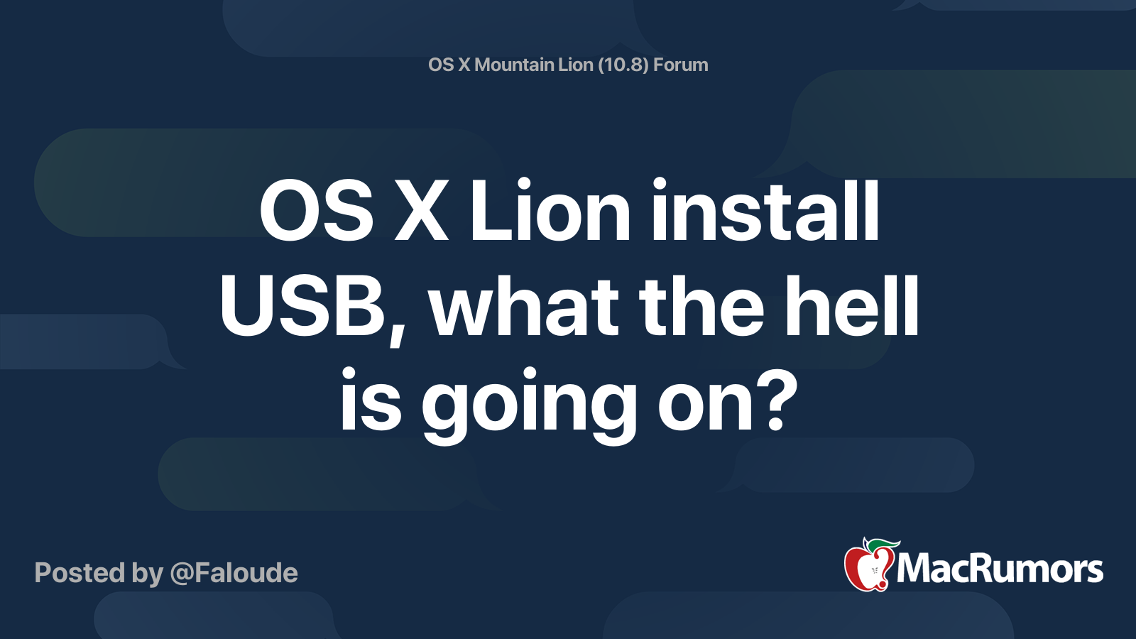 OS X Lion install USB, what the hell is going on? | MacRumors Forums