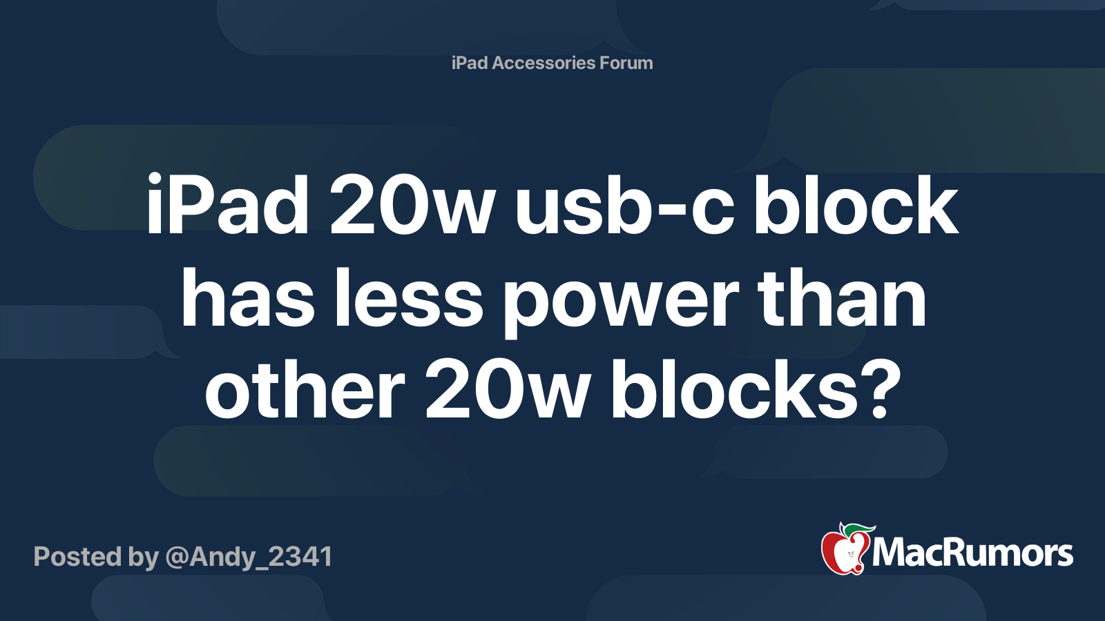 iPad 20w usb-c block has less power than other 20w blocks? | MacRumors ...