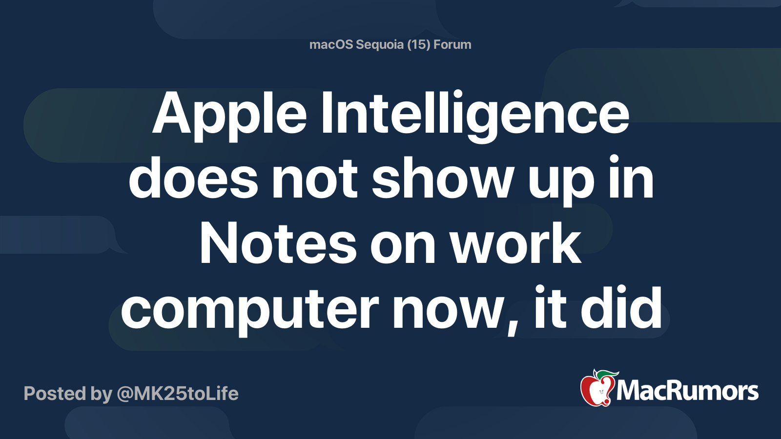 Apple Intelligence does not show up in Notes on work computer now, it ...