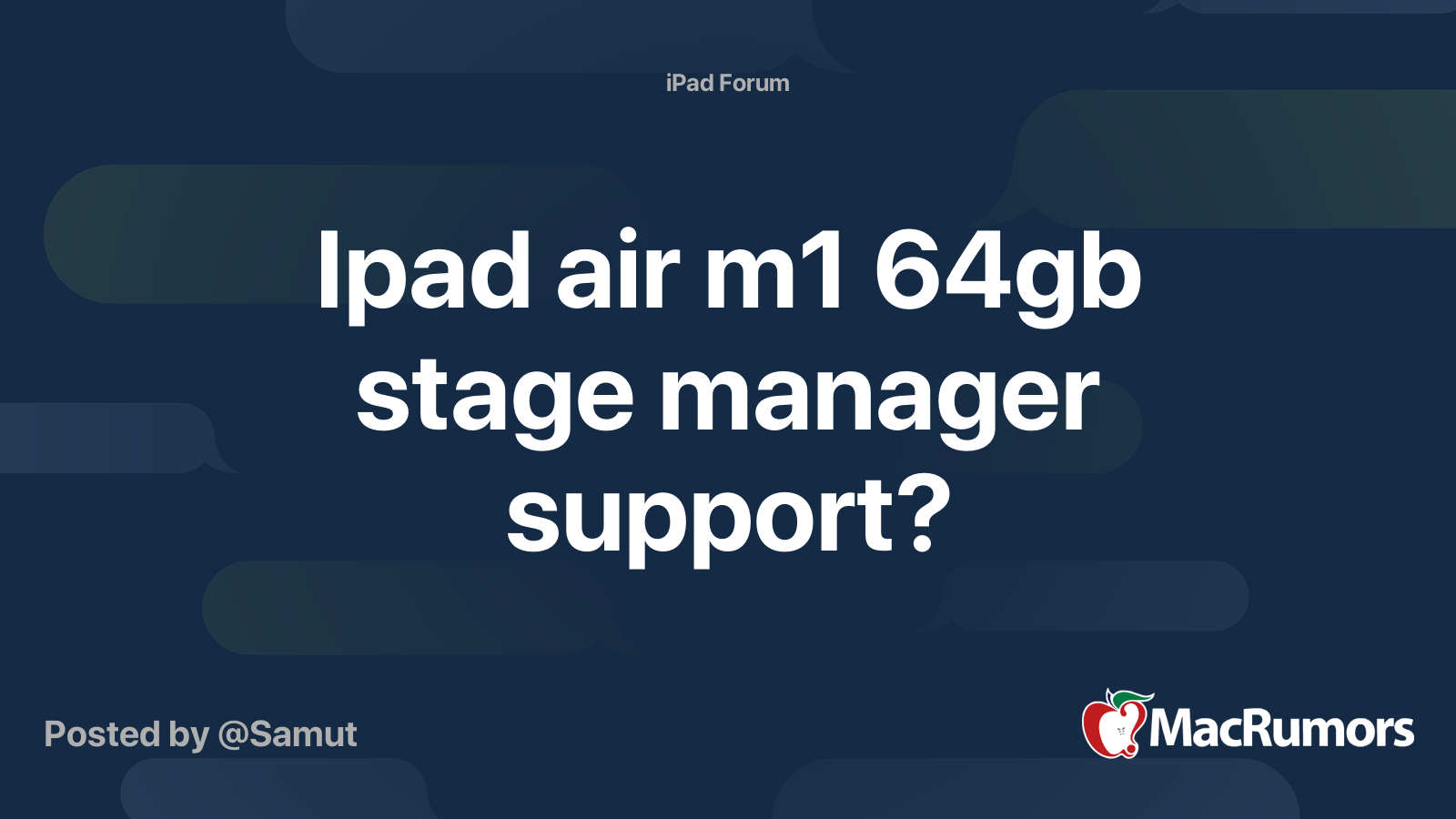 Ipad air m1 64gb stage manager support? | MacRumors Forums