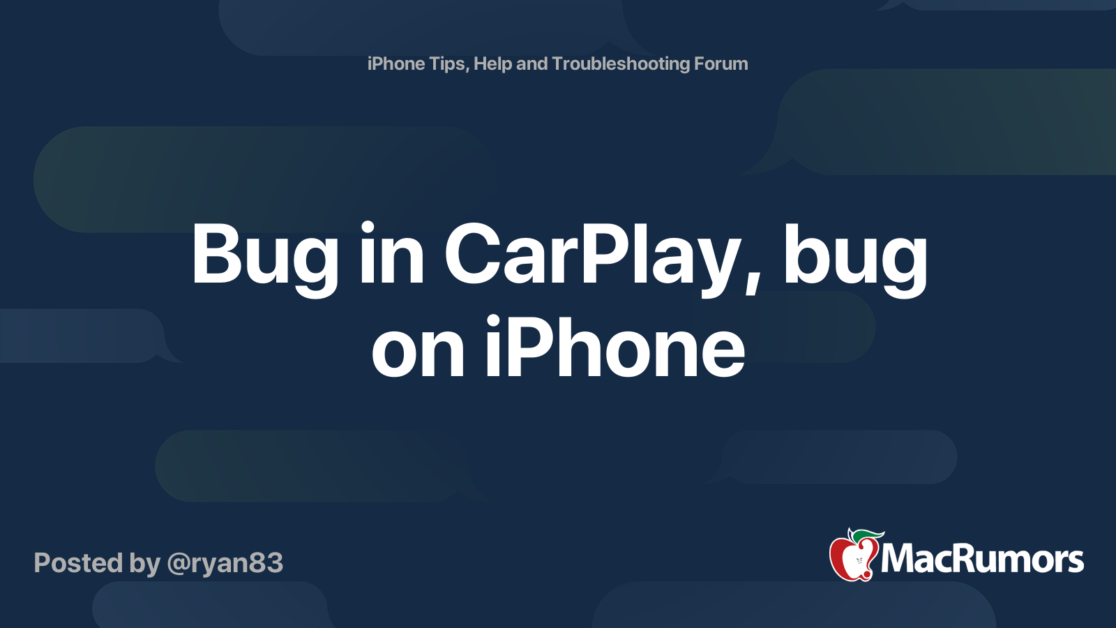 Bug in CarPlay, bug on iPhone | MacRumors Forums