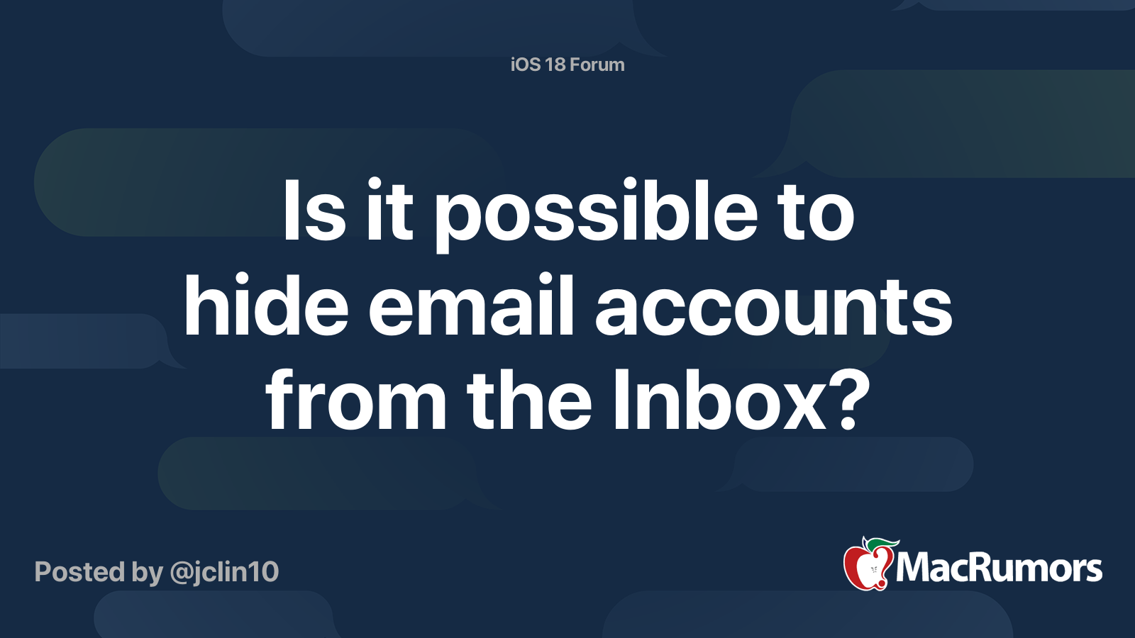 Is it possible to hide email accounts from the Inbox? | MacRumors Forums
