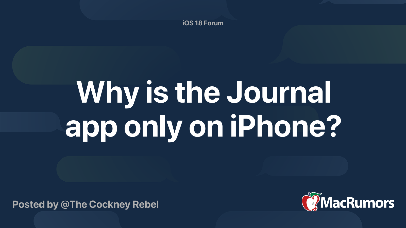 Why is the Journal app only on iPhone? | MacRumors Forums